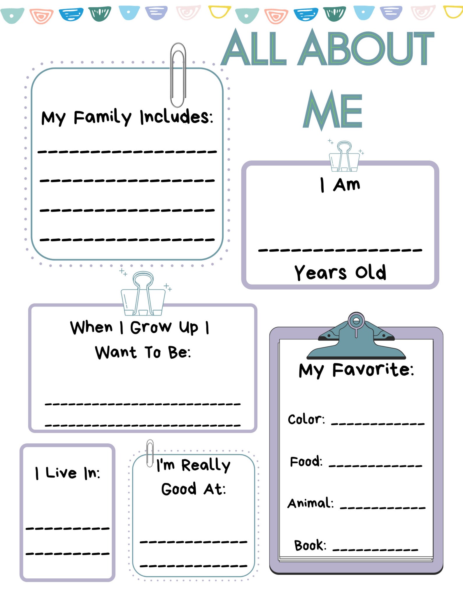 All About Me Print, First Day Worksheet, Back to School, Question's for ...