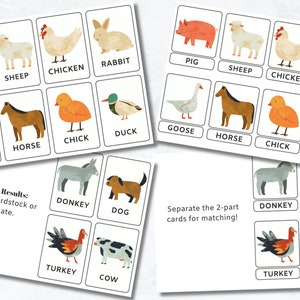 Farm Animal Flashcards for Kids, on the Farm Printable Flashcards ...