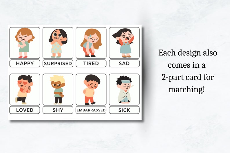 Kid Emotions Flash Cards, Feelings Flash Cards, Emotions Flashcards ...