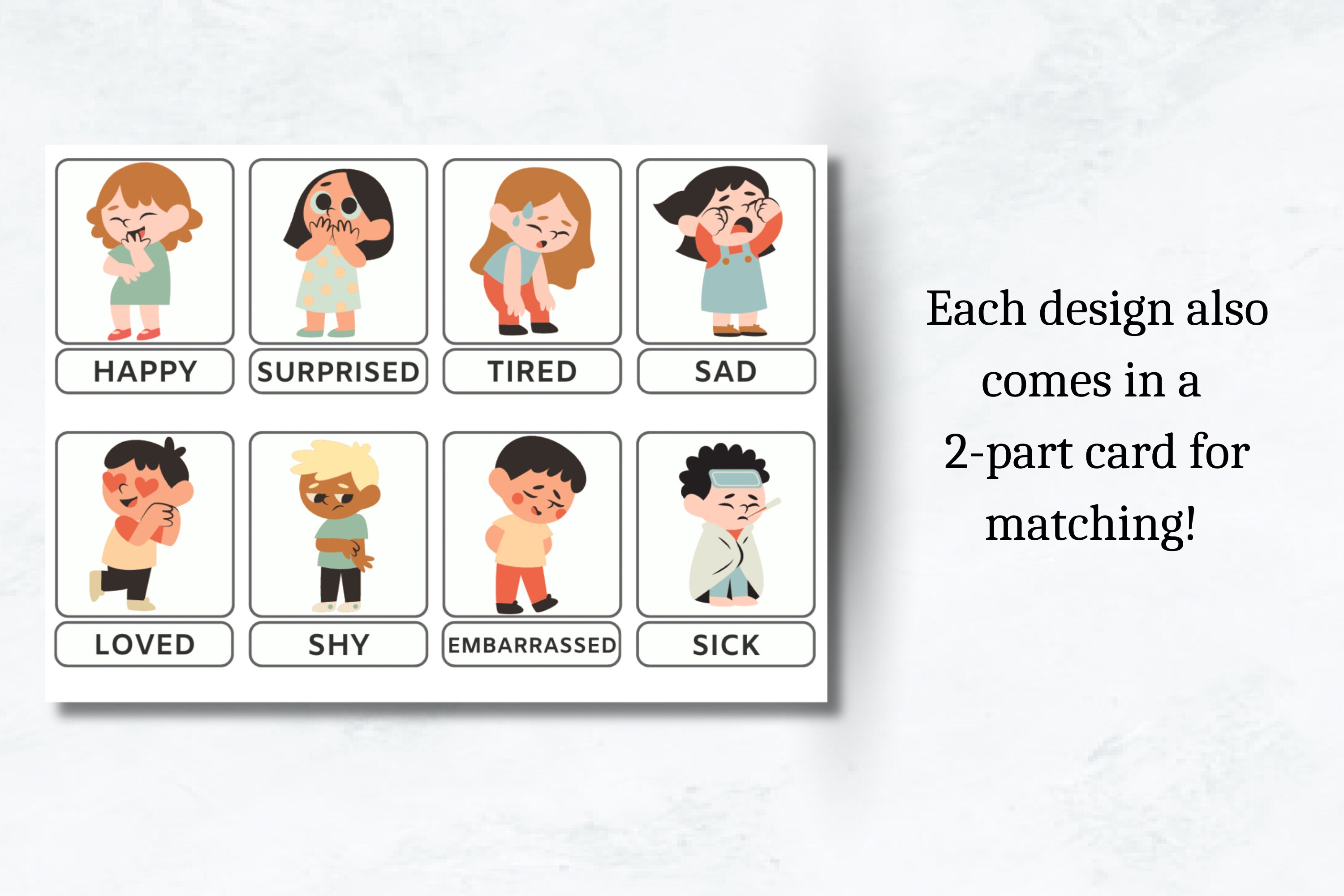 Kid Emotions Flash Cards, Feelings Flash Cards, Emotions Flashcards ...