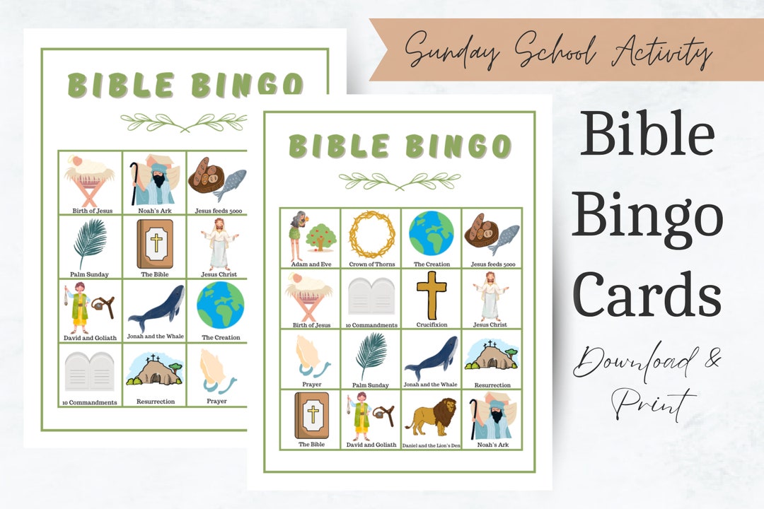 Bible Bingo, Bible Stories Bingo, Bible Bingo Cards, Bible Activity for ...