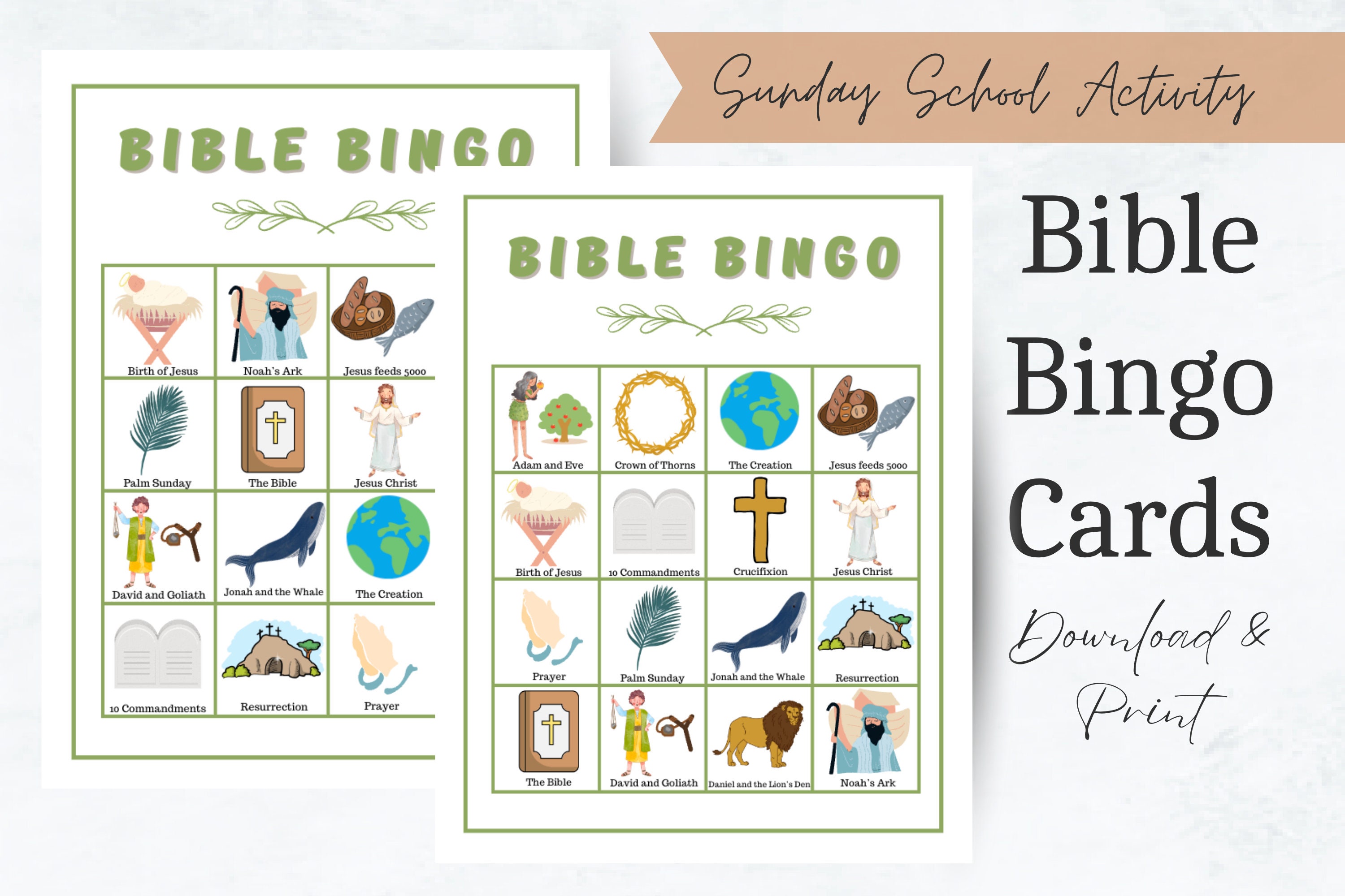 Bible Bingo, Bible Stories Bingo, Bible Bingo Cards, Bible Activity for ...
