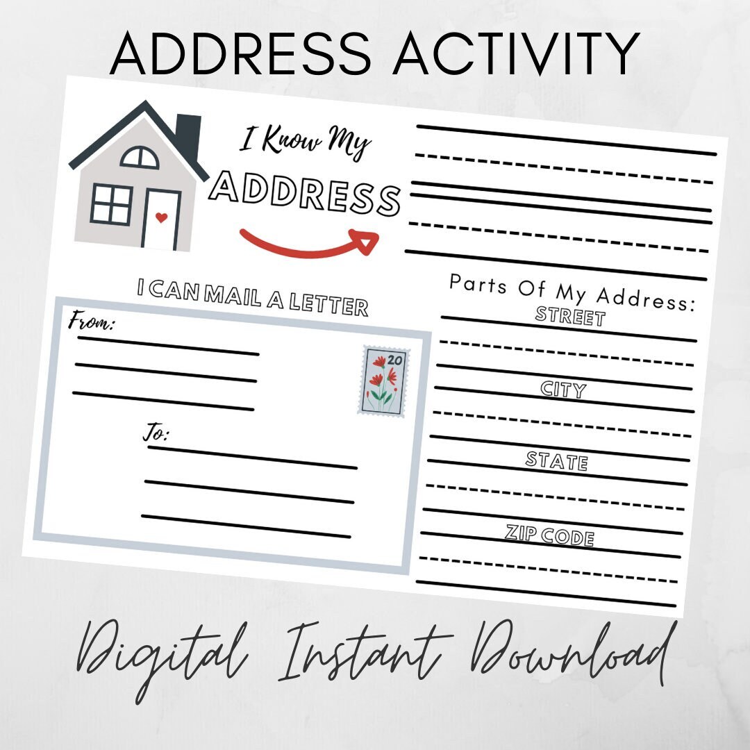 Address Kids Activity, Address Practice, Homeschool Printable ...