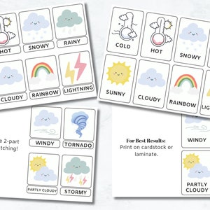 Weather Cards, Montessori Flashcards, Pre-school Cards, Rainbow ...