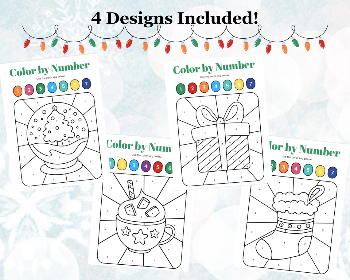 Christmas Color by Number, Kids Christmas Coloring Pages, Christmas ...