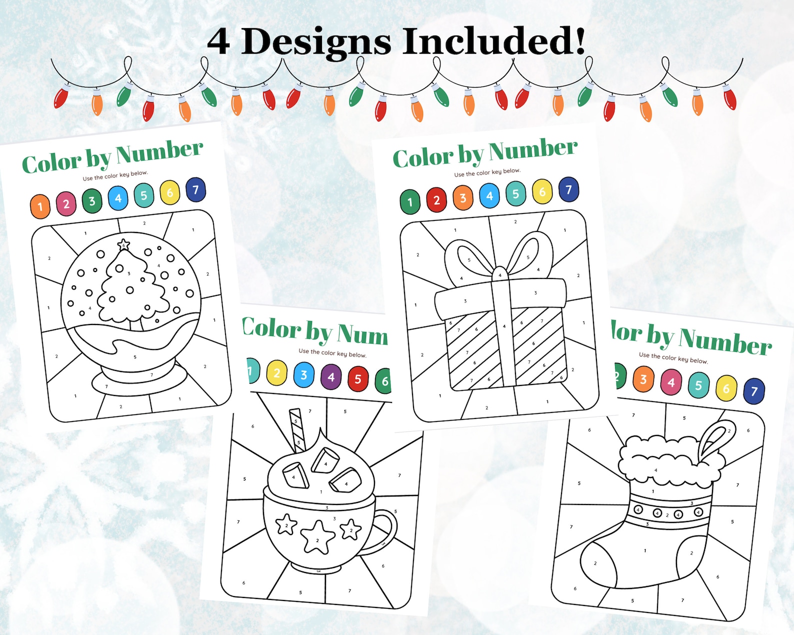 Christmas Color by Number, Kids Christmas Coloring Pages, Christmas ...