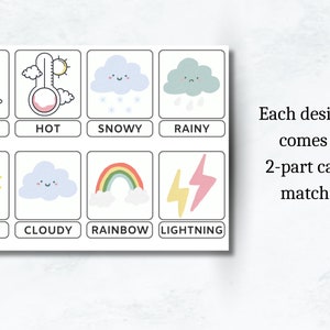 Weather Cards, Montessori Flashcards, Pre-school Cards, Rainbow ...