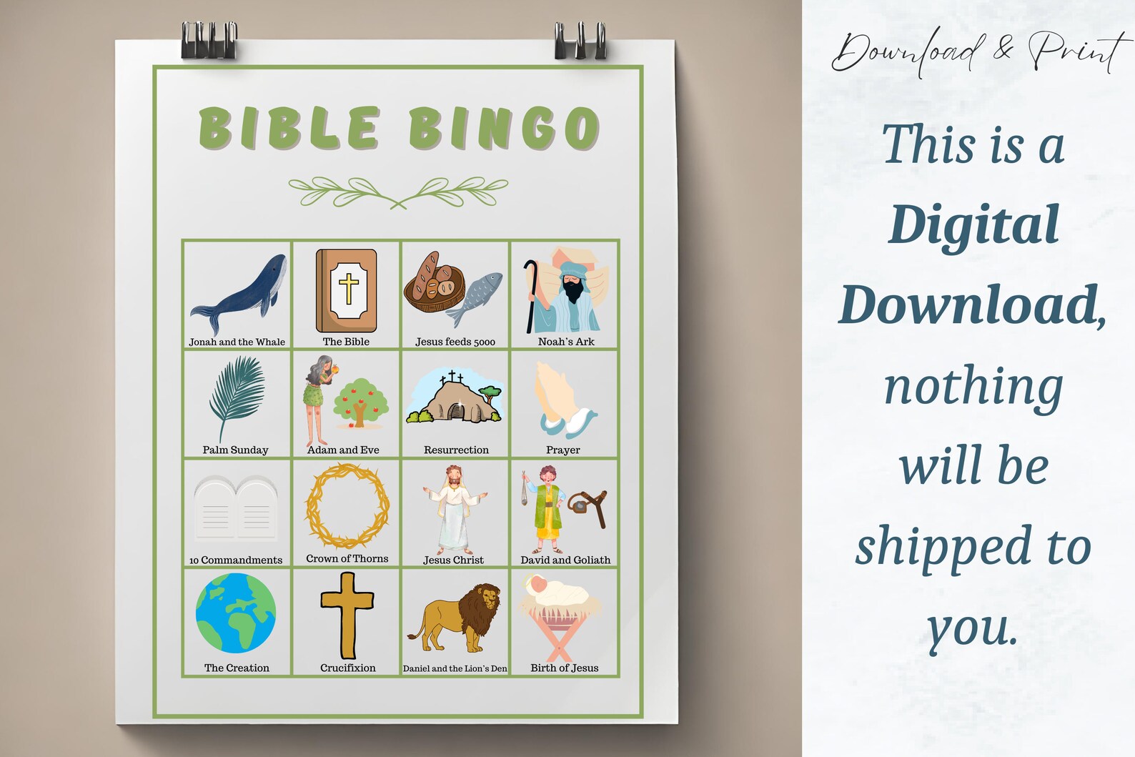 Bible Bingo, Bible Stories Bingo, Bible Bingo Cards, Bible Activity for ...