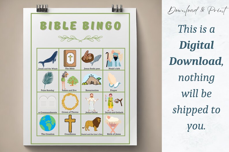 Bible Bingo, Bible Stories Bingo, Bible Bingo Cards, Bible Activity for ...