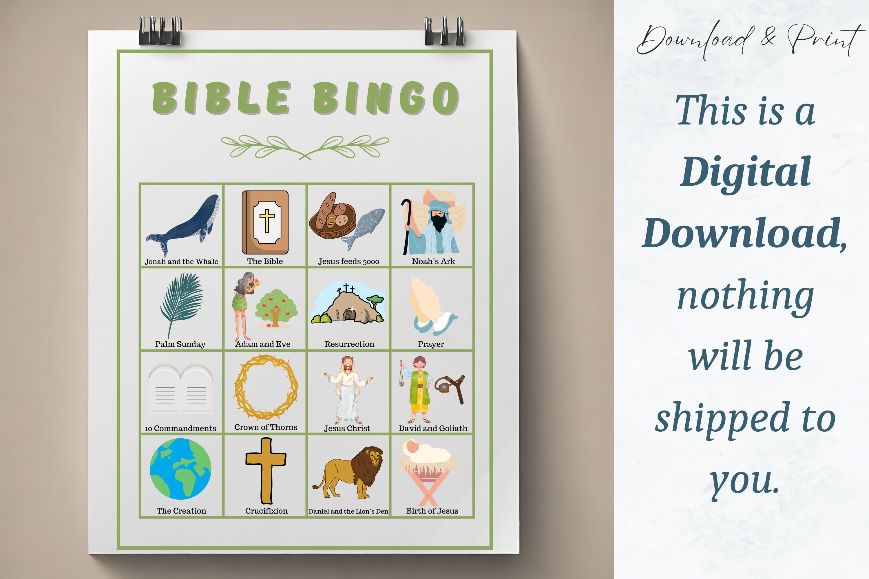 Bible Bingo, Bible Stories Bingo, Bible Bingo Cards, Bible Activity for ...