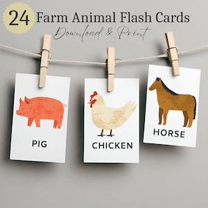 Farm Animal Flashcards for Kids, on the Farm Printable Flashcards ...