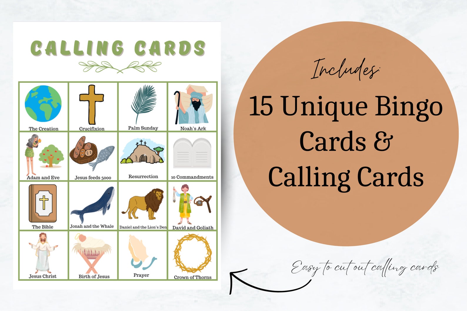 Bible Bingo, Bible Stories Bingo, Bible Bingo Cards, Bible Activity for ...