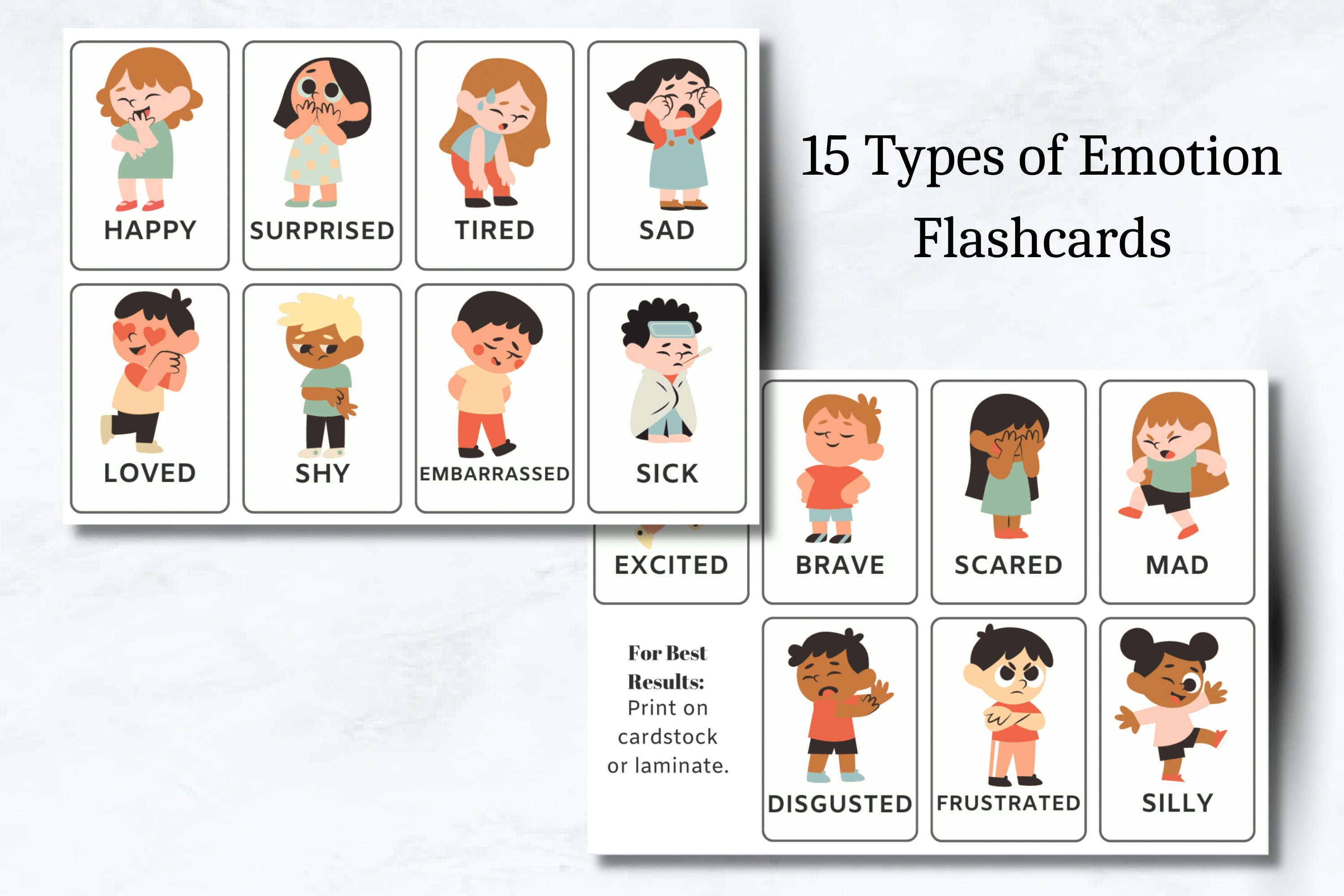 Kid Emotions Flash Cards, Feelings Flash Cards, Emotions Flashcards ...