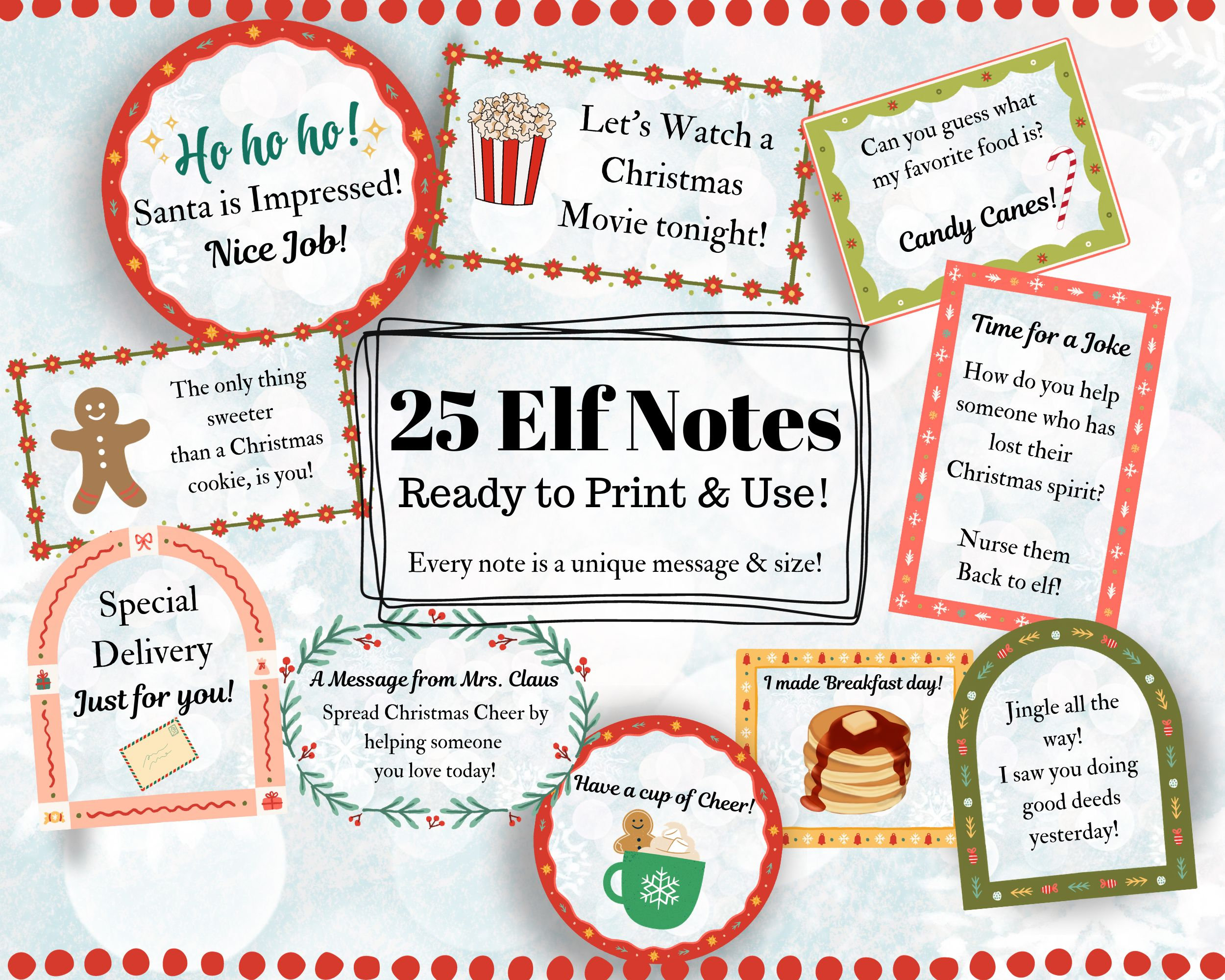 Elf on the Shelf Kit, Elf Notes Printable Christmas Digital Download ...