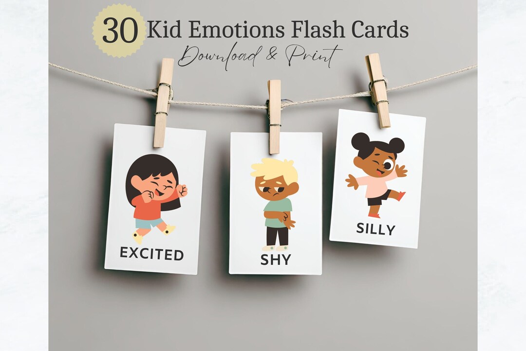 Kid Emotions Flash Cards, Feelings Flash Cards, Emotions Flashcards ...