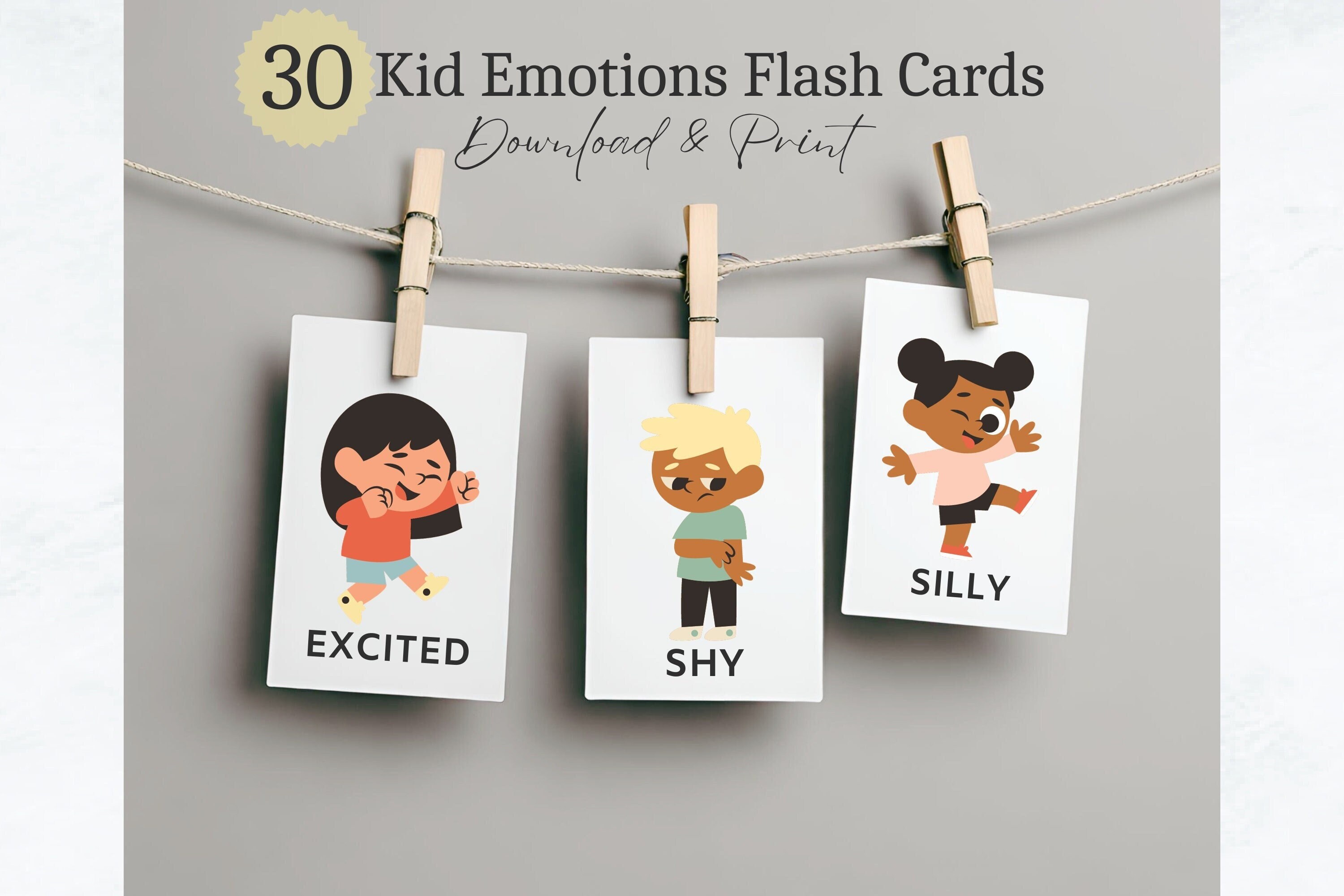 Kid Emotions Flash Cards, Feelings Flash Cards, Emotions Flashcards ...