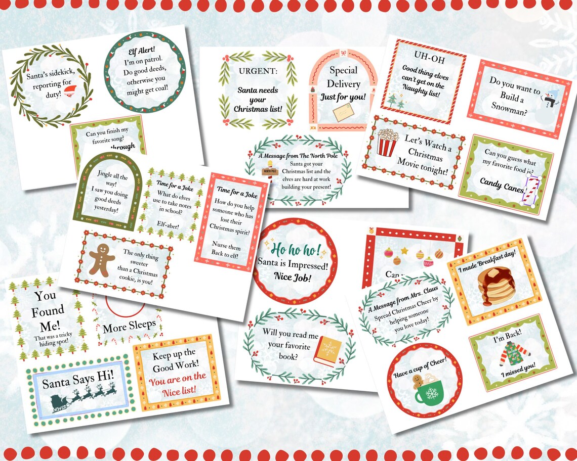 Elf on the Shelf Kit, Elf Notes Printable Christmas Digital Download ...