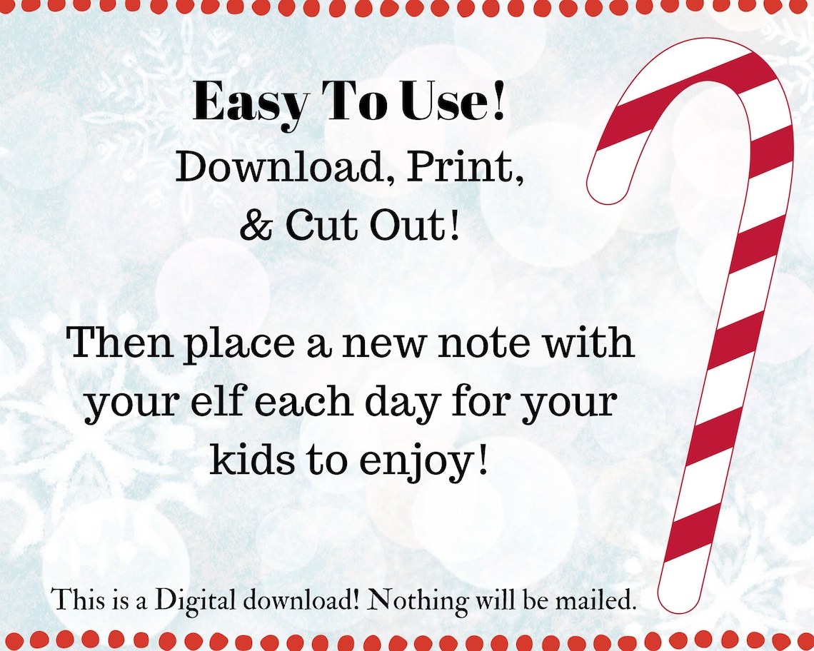 Elf on the Shelf Kit, Elf Notes Printable Christmas Digital Download ...