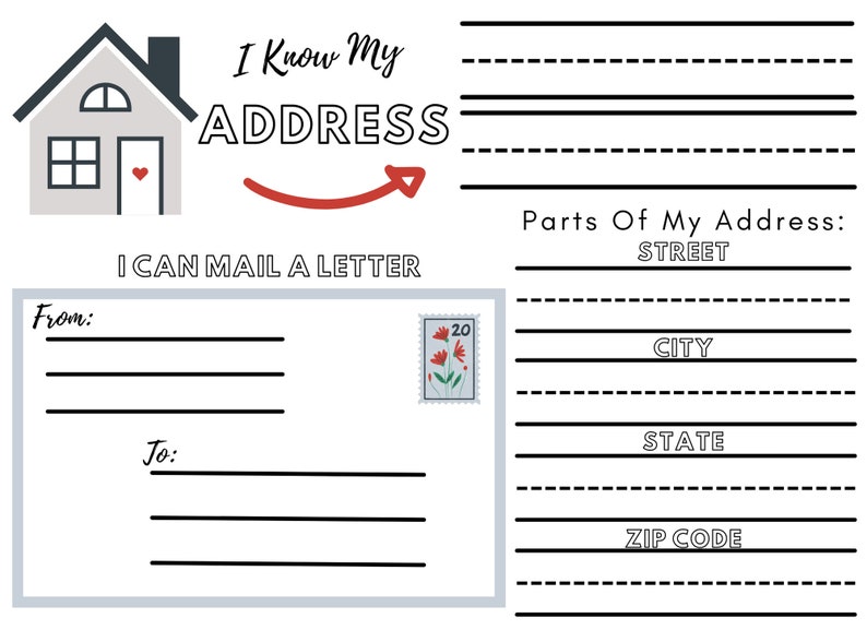 Address Kids Activity, Address Practice, Homeschool Printable ...