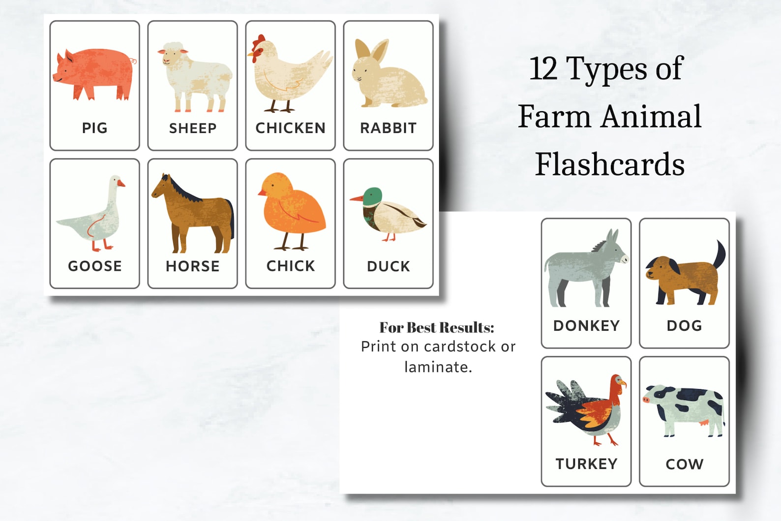 Farm Animal Flashcards for Kids, on the Farm Printable Flashcards ...