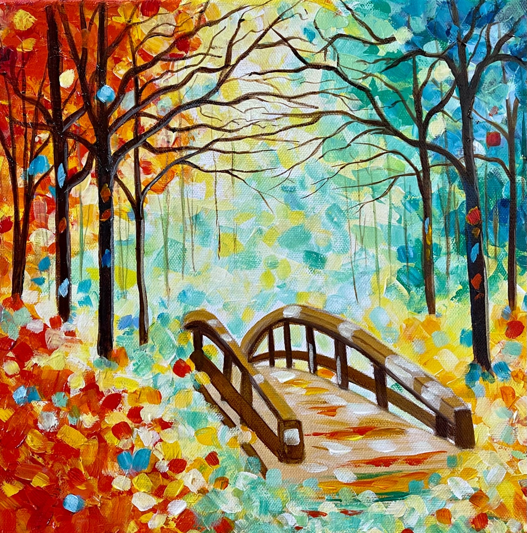 Bridge Acrylic Painting on Canvas Art Wall Art Fine Art - Etsy