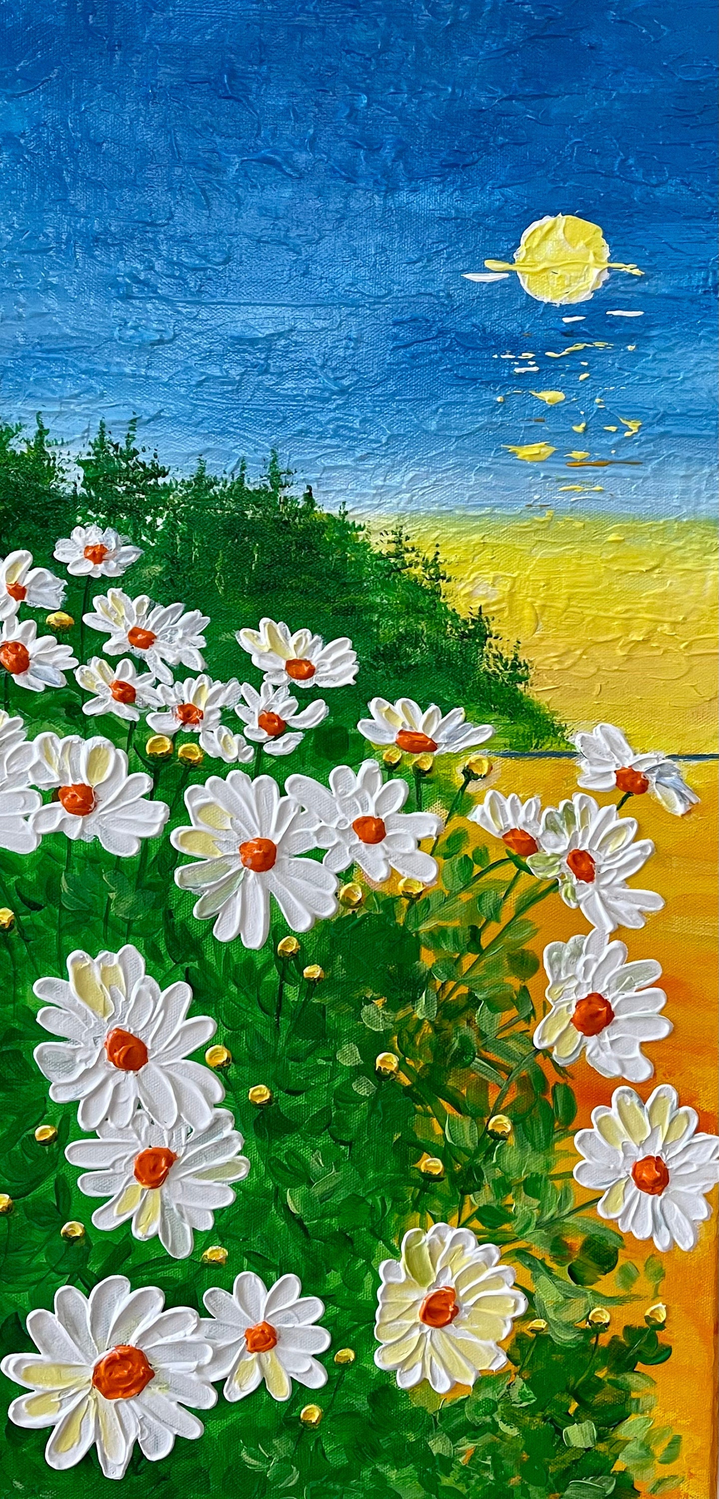 Daisies Acrylic Painting on Canvas Acrylic Art art Fine Art Wall Art ...
