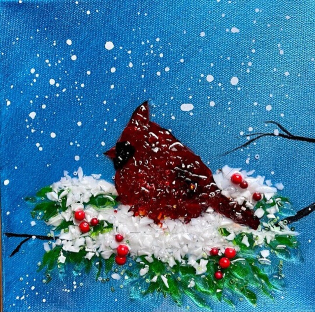 Red Cardinal Resin Art Glass Art Wall Art Epoxy Resin Art Gift Ideas ...