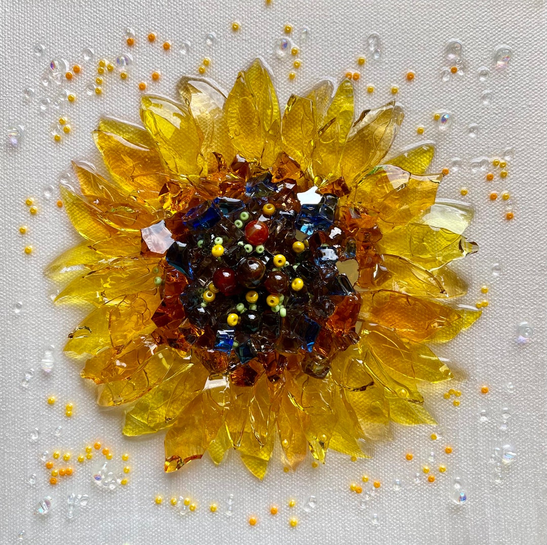 Sunflower | Resin Art | Glass Art | Wall Art | Epoxy Resin Art | Gift ...