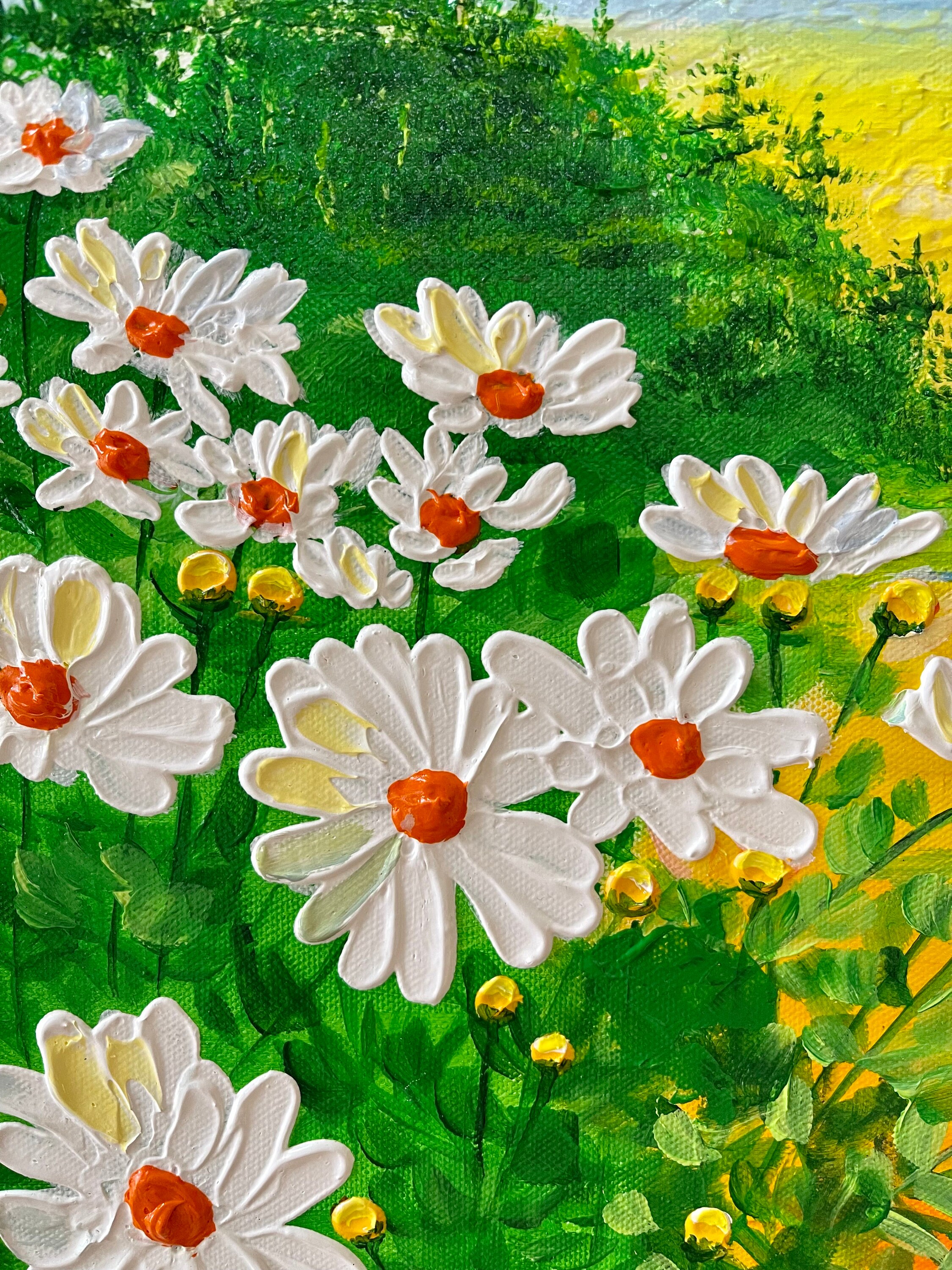 Daisies Acrylic Painting on Canvas Acrylic Art art Fine Art Wall Art ...