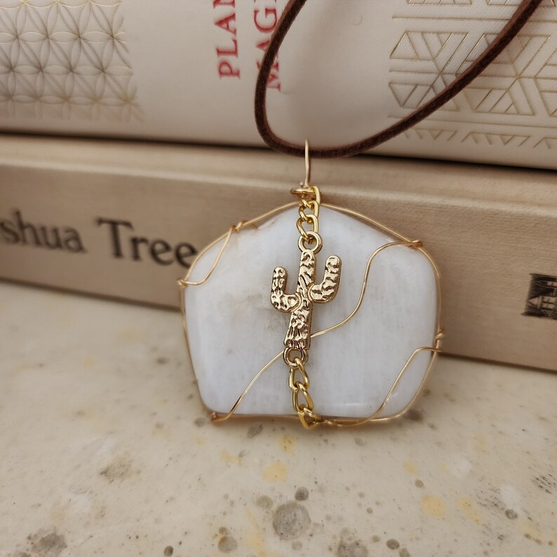 Saguaro Gold - Mojave Quartz Gold Metal Wrapped Pendant on Leather ...