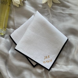 Copper & White Linen Personalised Handkerchief | Pocket Square ...