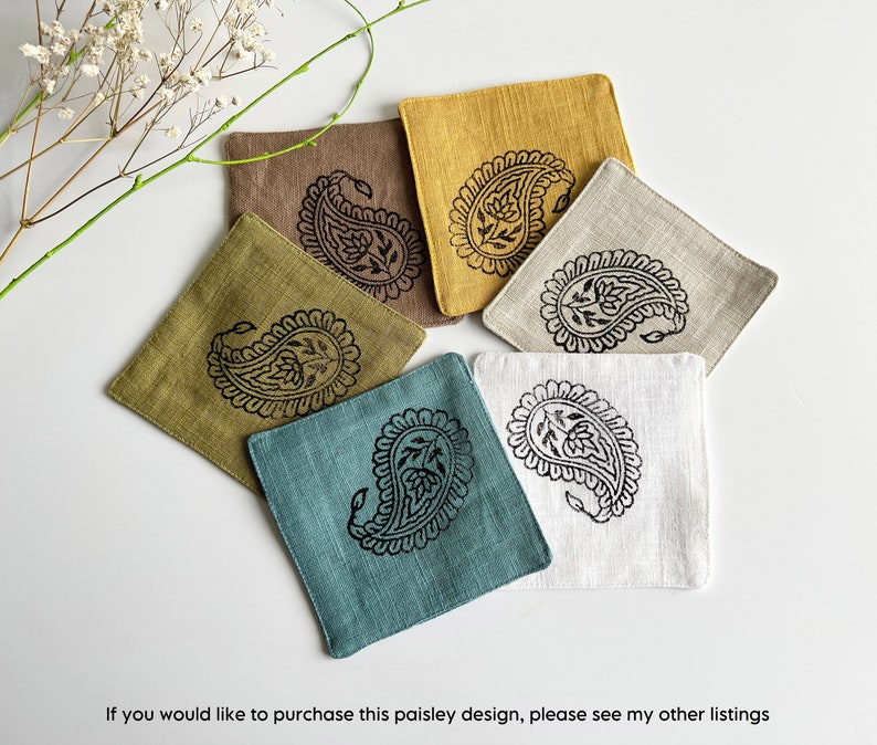 Linen Coaster | OEKO-TEX Certified Linen Double Layer Coasters | Washed ...