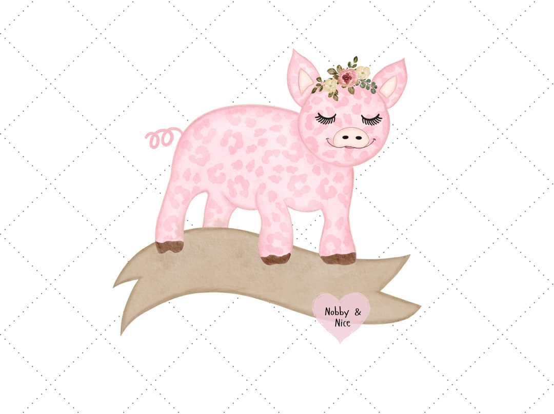 Watercolor Pink Leopard Pig Clipart, Baby Shower Clipart, Baby Clipart ...