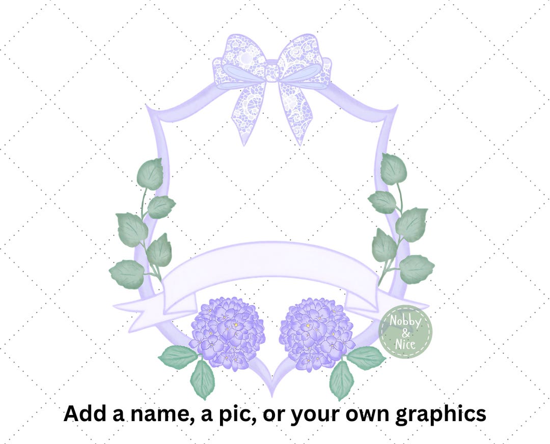 Hydrangea Crest Frame Png, Crest Png for Picture, Floral Baby Shower ...