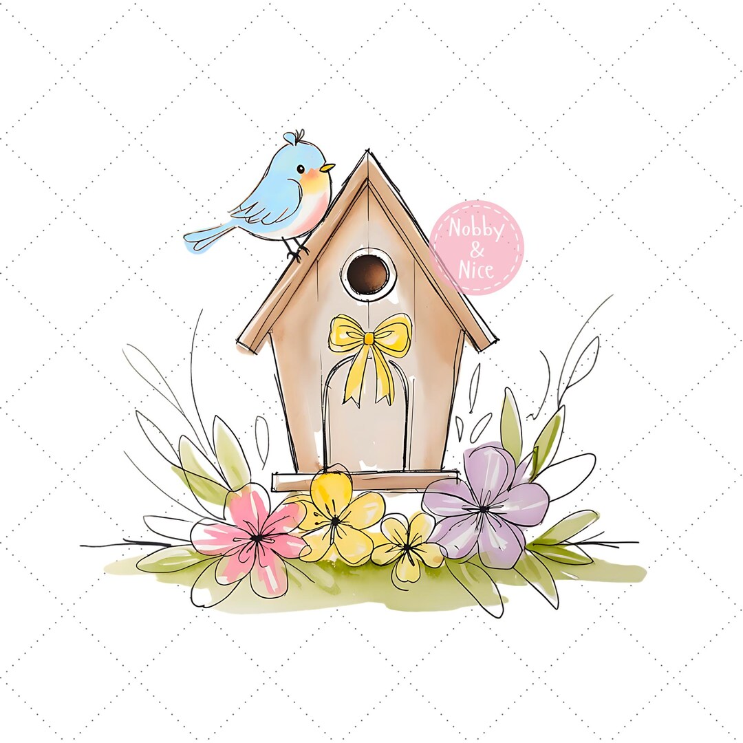 Birdhouse Watercolor Clipart, Watercolor Bird House Png, Spring ...