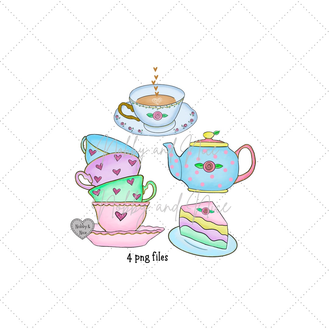 Watercolor Tea Party Clipart, DIY Tea Party Favors, Tea Clip Art ...