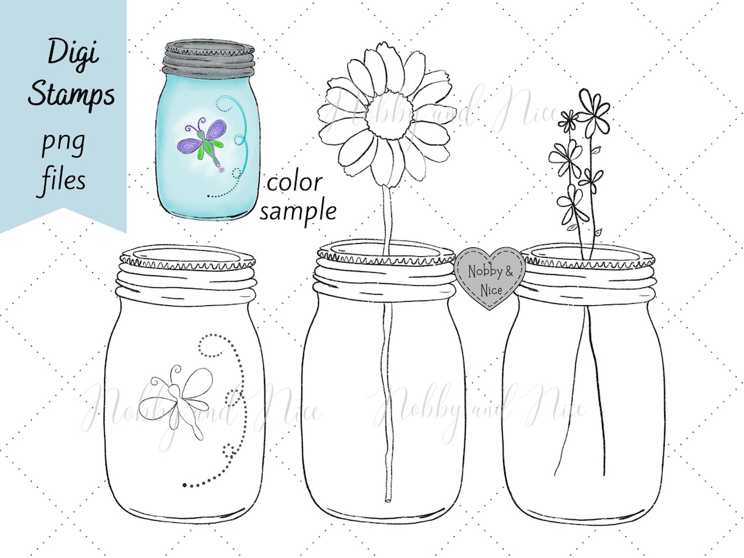 Mason Jar Digi Stamps Mason Jar Png Mason Jar Clipart - Etsy