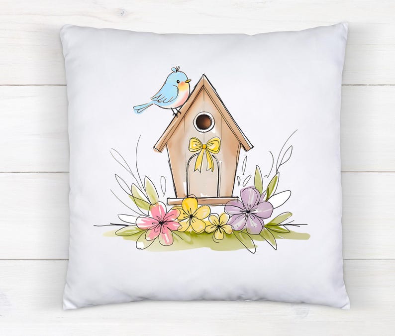 Birdhouse Watercolor Clipart, Watercolor Bird House Png, Spring ...