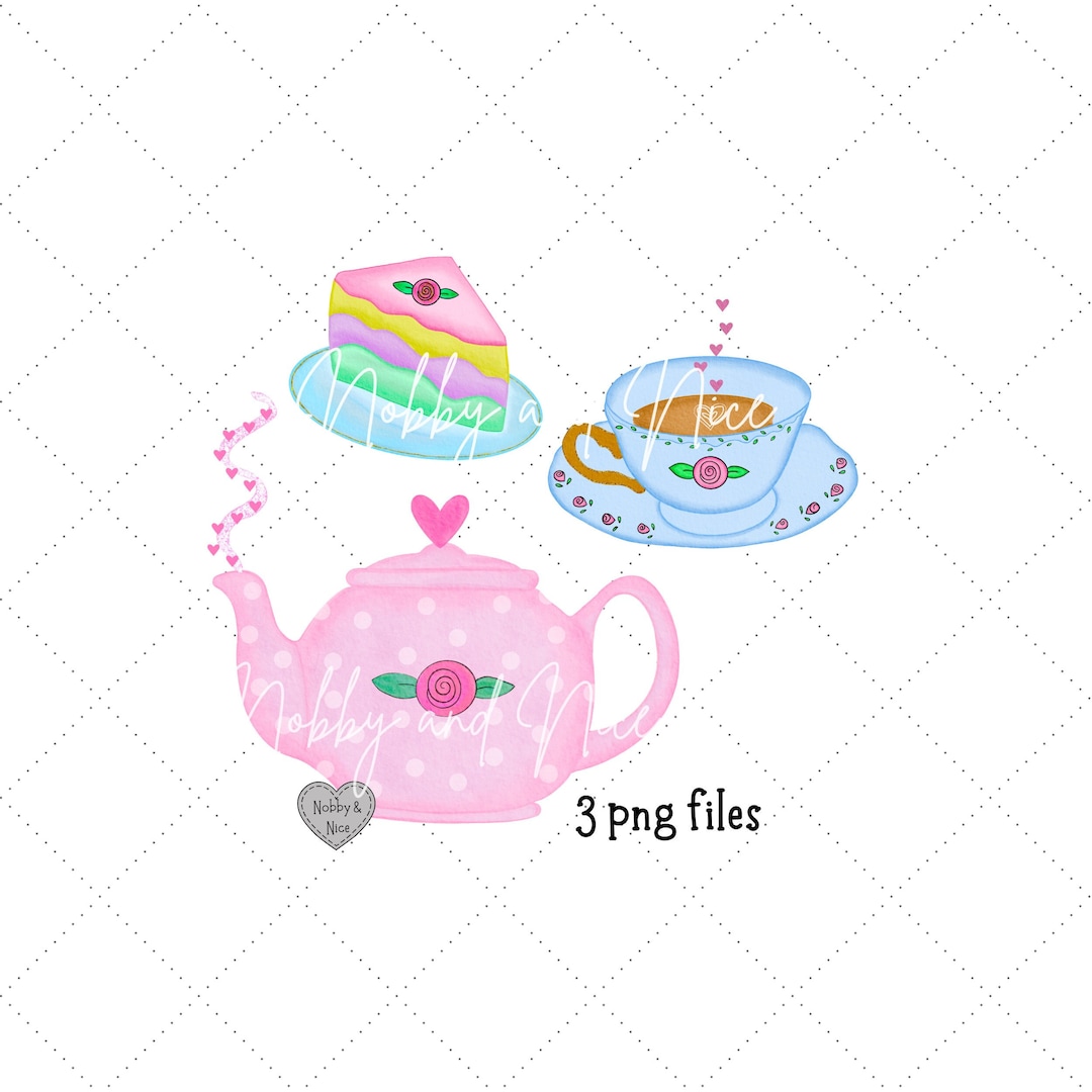 Watercolor Tea Party Clipart Teacup Clipart Teapot Clipart - Etsy