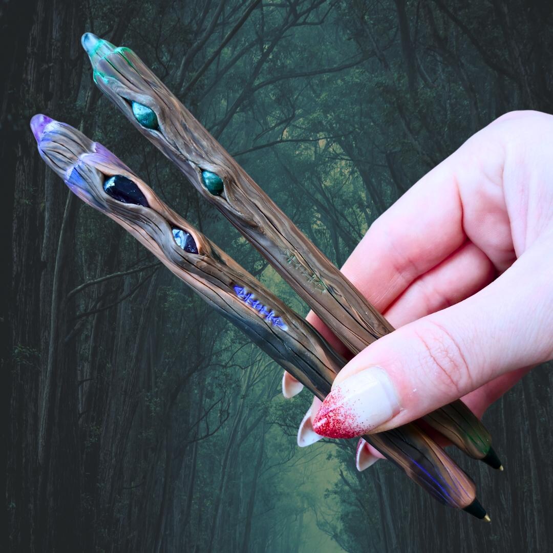 Custom Witch Wand Pen: Crystal Point, Refillable Black Ink - Etsy