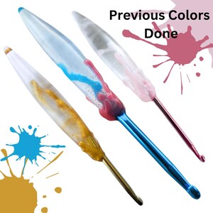 Resin Crochet Hooks | Drip Paint | Handcrafted Transparent Hooks With ...