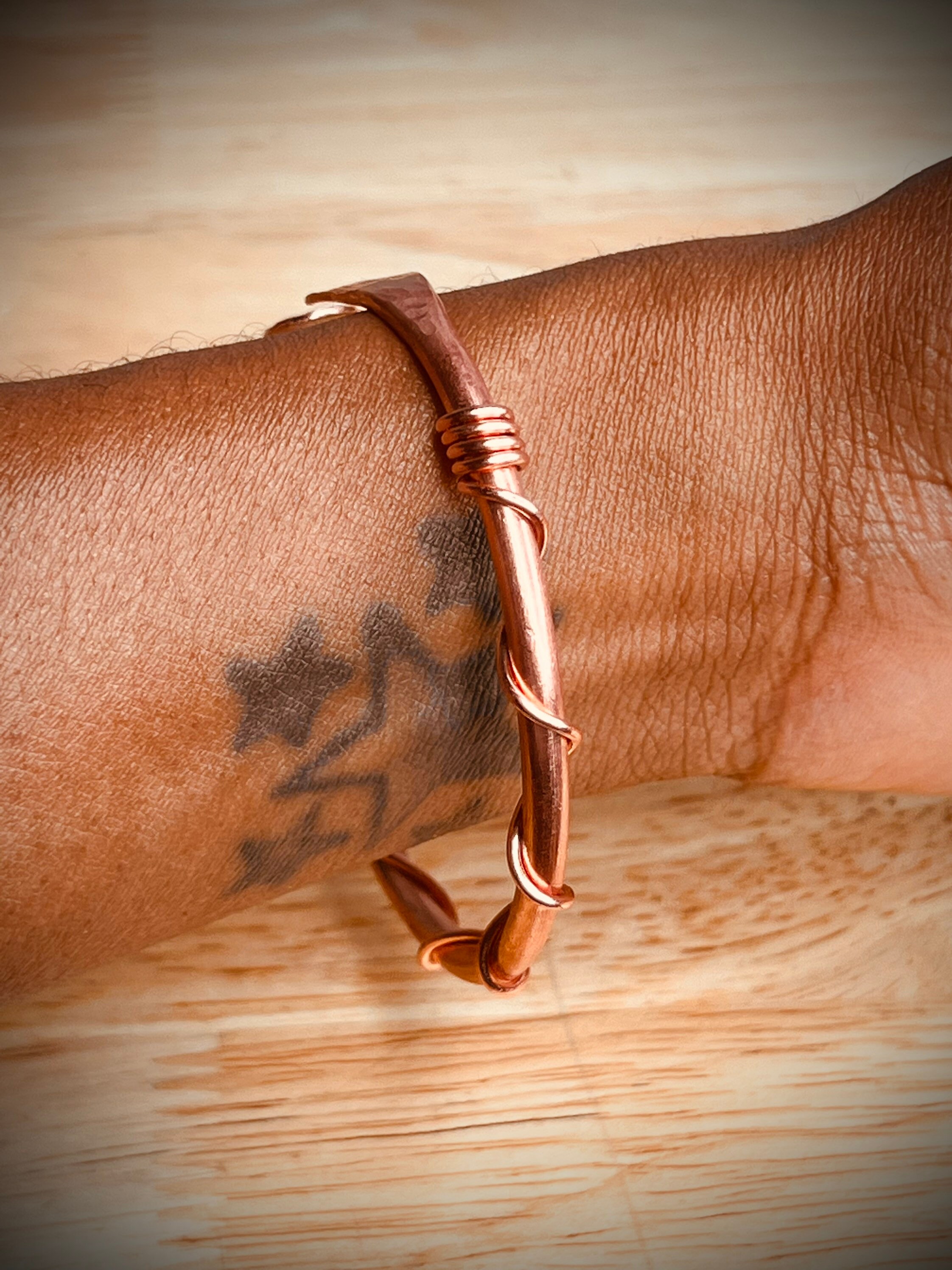 Thick Copper Spiral Bangle Cuff Bracelet Adjustable - Etsy
