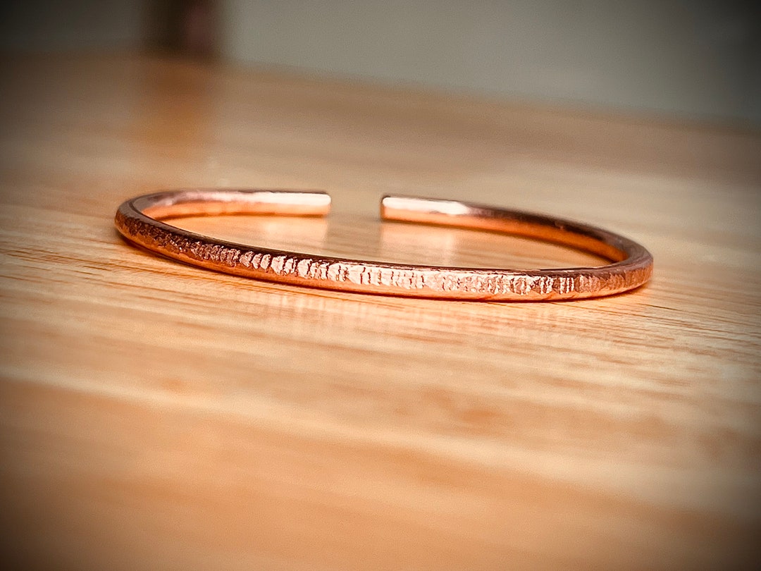 Textured Copper Round Bangle Bracelet Cuff Adjustable - Etsy