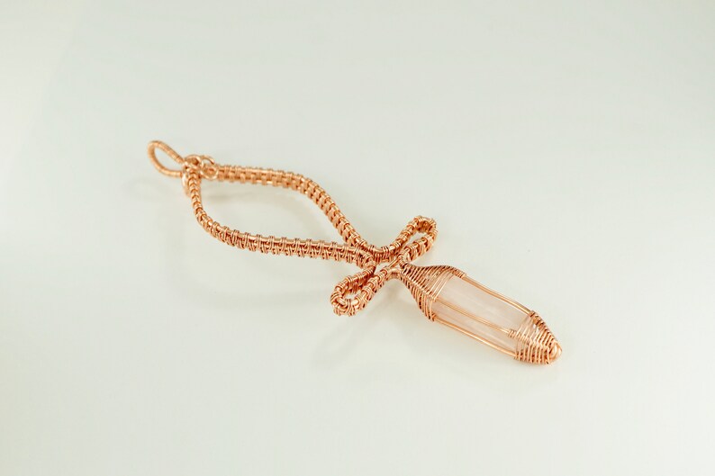 Rose Quartz Ankh Copper Wire Wrap Pendant Necklace | Etsy