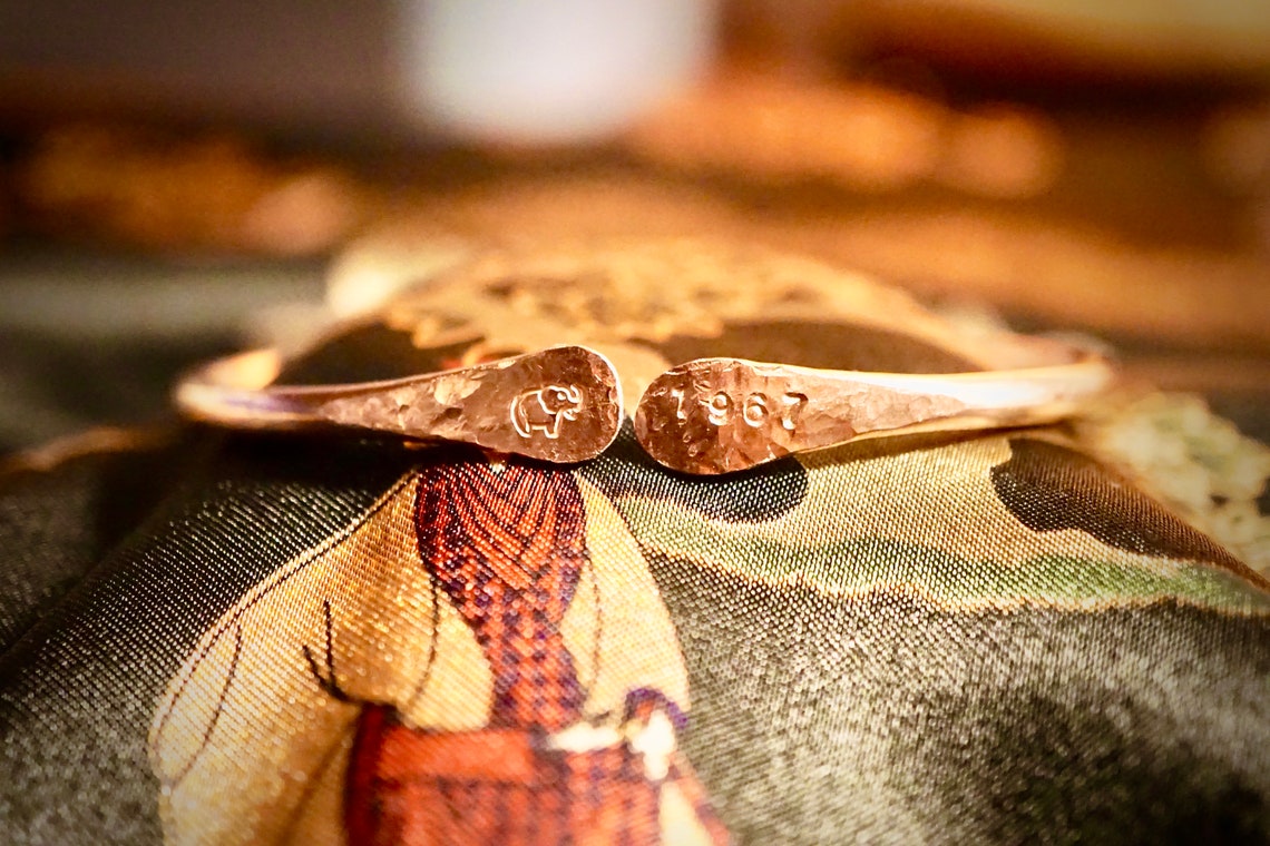Thick Copper Bangle With Letter Number Symbol Engraving | Etsy