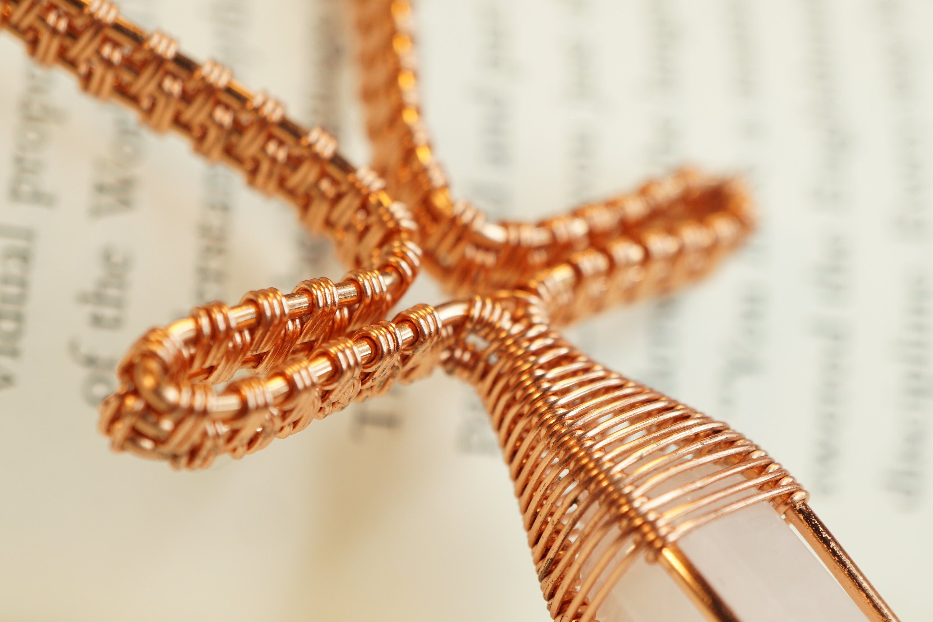 Rose Quartz Ankh Copper Wire Wrap Pendant Necklace | Etsy