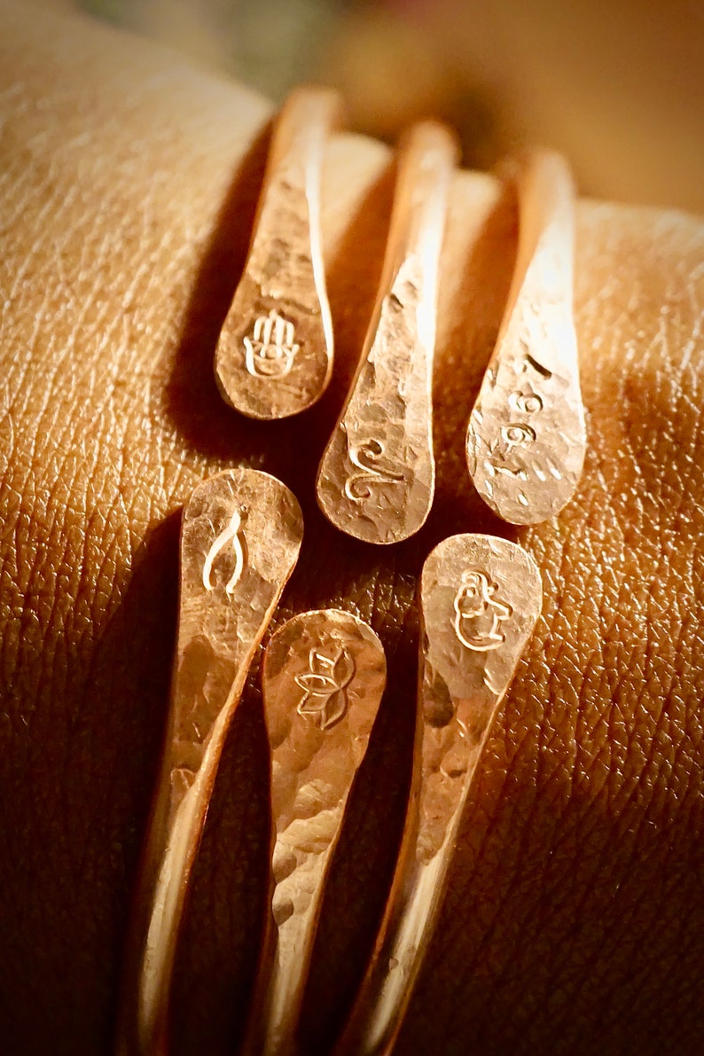 Thick Copper Bangle With Letter Number Symbol Engraving | Etsy