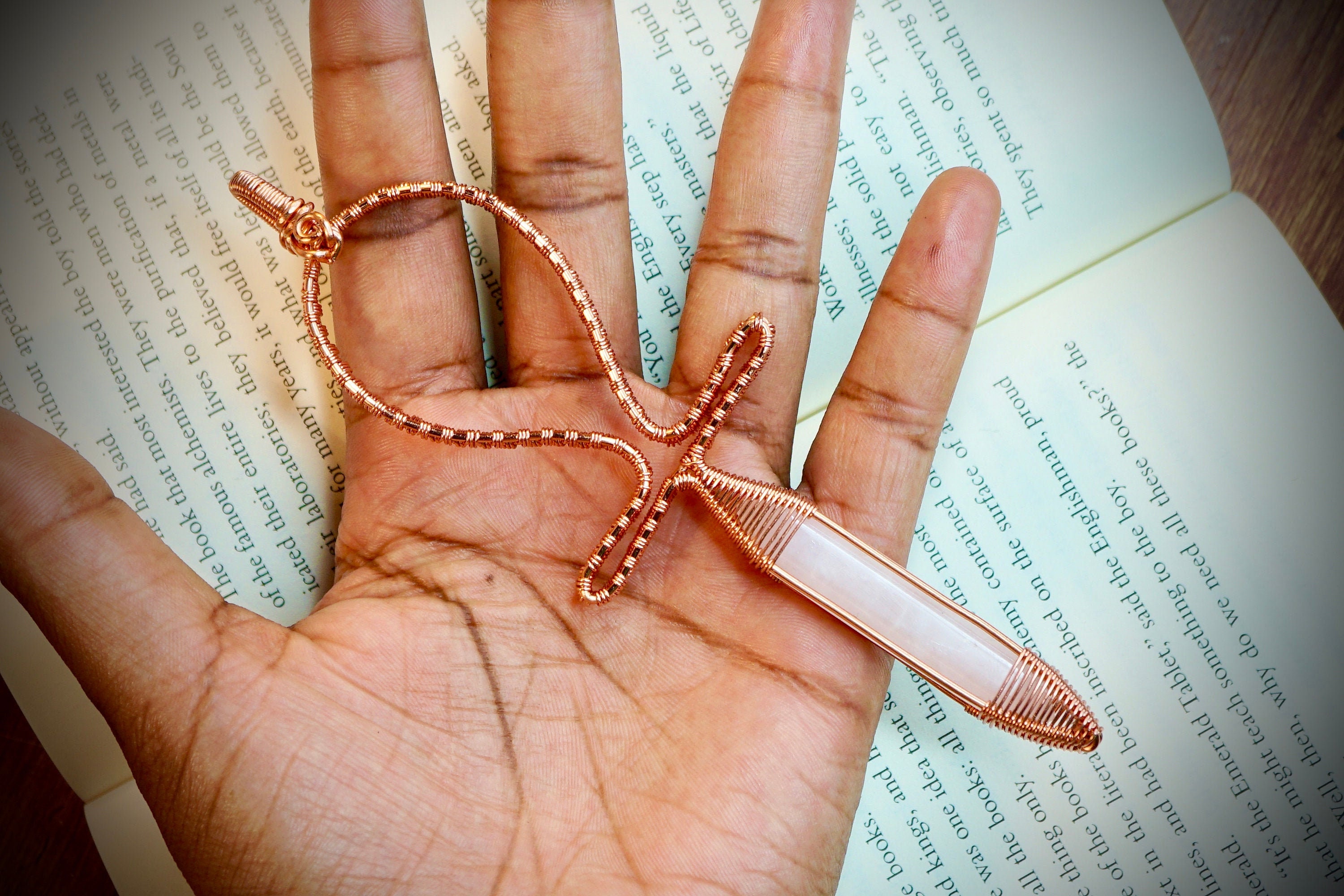 Rose Quartz Ankh Copper Wire Wrap Pendant Necklace | Etsy