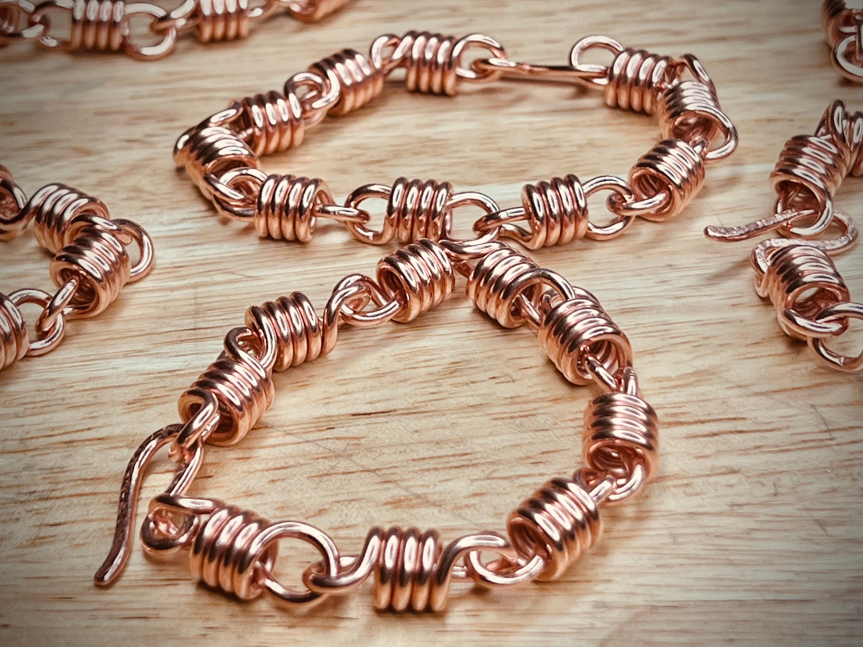 Copper Coiled Link Chain Bracelets Anklets - Etsy