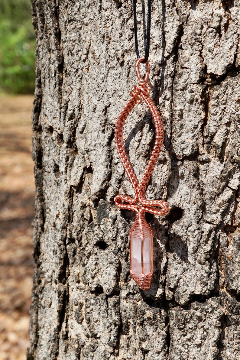 Rose Quartz Ankh Copper Wire Wrap Pendant Necklace | Etsy